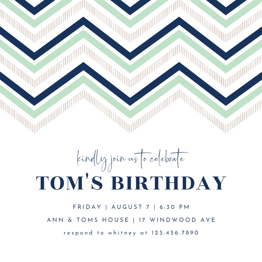 Chevron Variations - Birthday Invitation Template (Free) | Greetings Island