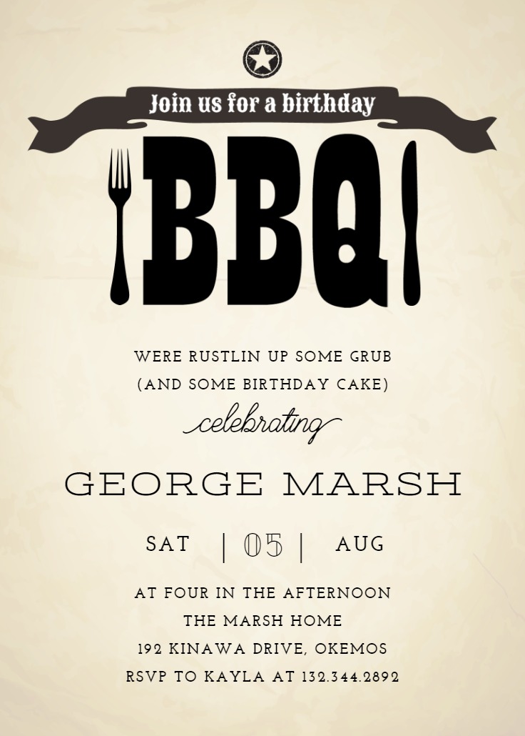 Grill Gathering - Birthday Invitation Template (Free) | Greetings Island