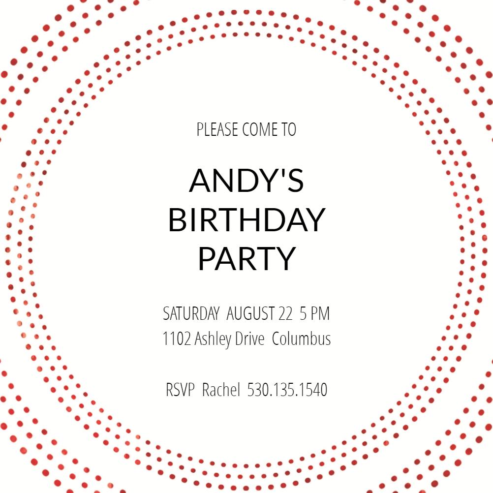 Dot Ripples - Birthday Invitation Template (Free) | Greetings Island