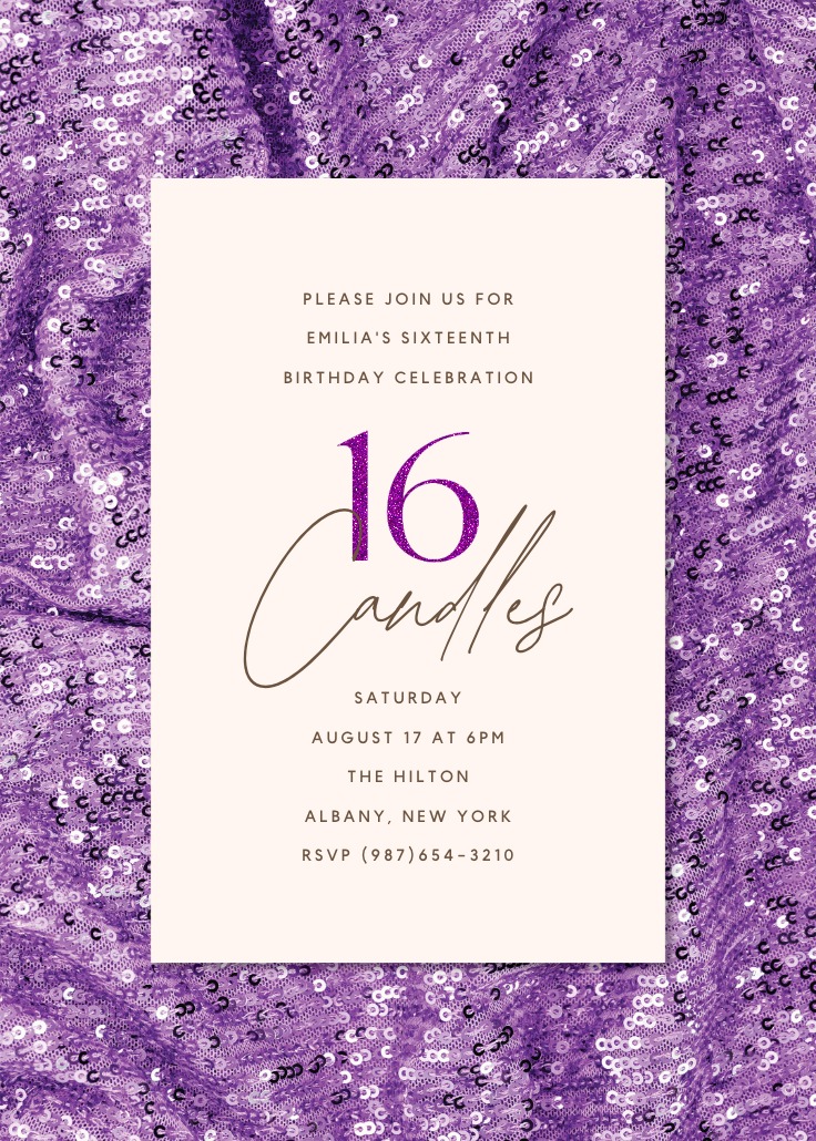 16 candles - Sweet 16 Invitation Template (Free) | Greetings Island