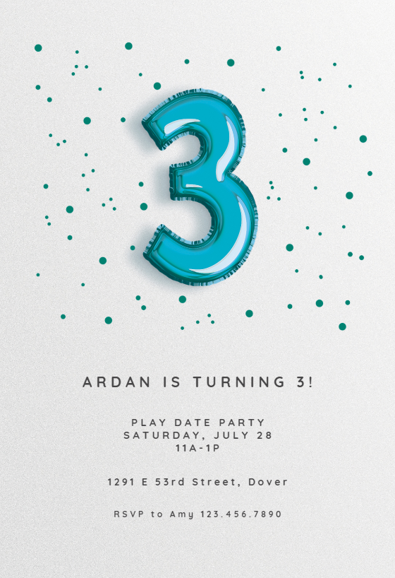 3Rd Birthday Balloons - Printable Birthday Invitation Template (Free ...
