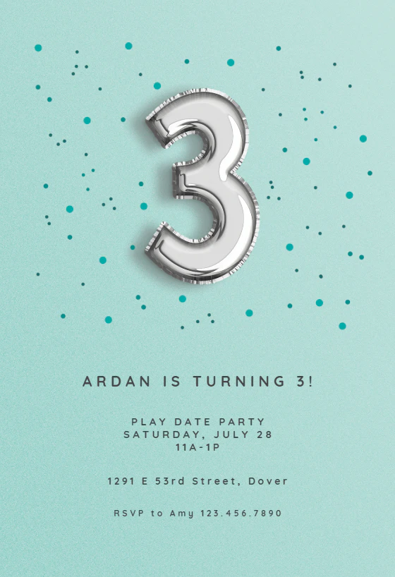 3Rd Birthday Balloons - Printable Birthday Invitation Template (Free ...