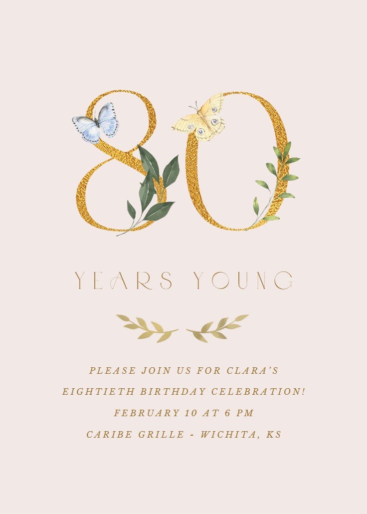 Simple Script 80 Birthday Invitation Template Free Greetings Island