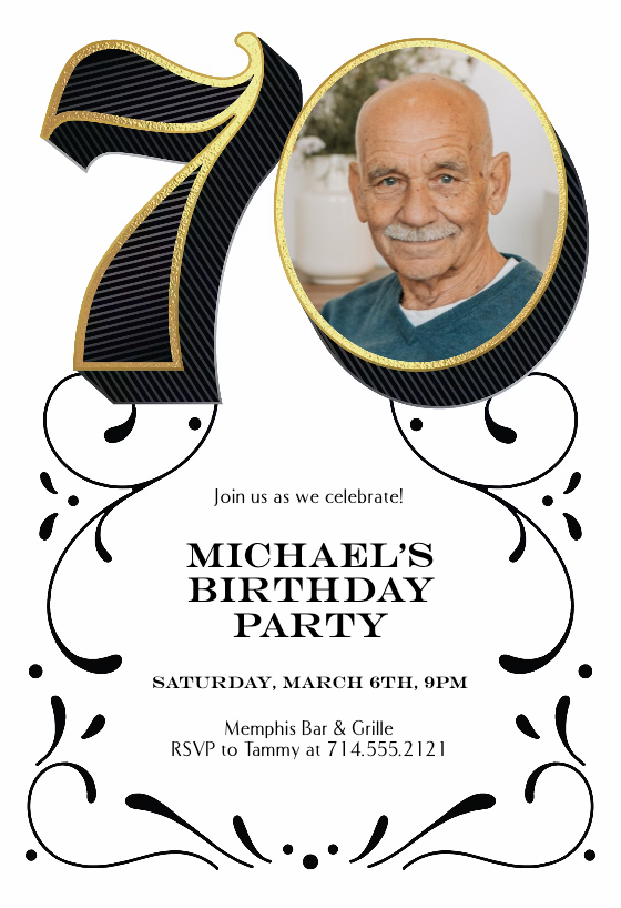 Big 70 - Birthday Invitation Template | Greetings Island