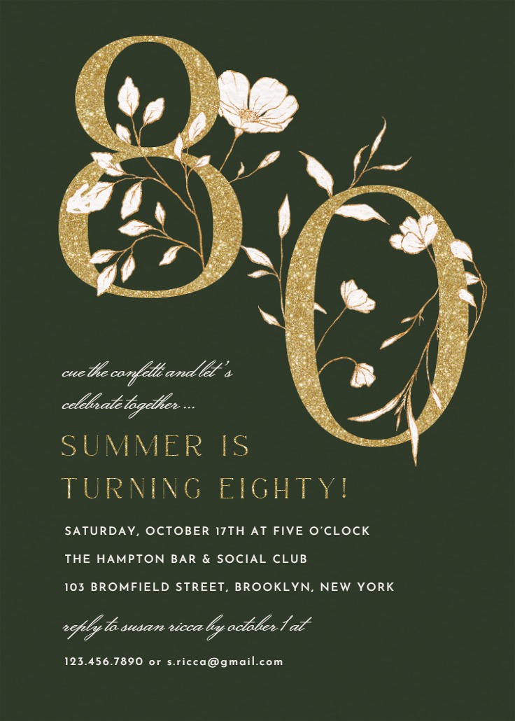 Blooming Years 80 - Birthday Invitation Template (Free) | Greetings Island