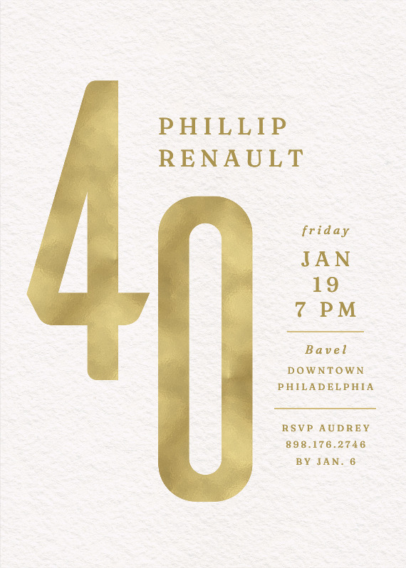 Bold Contrast 40 - Birthday Invitation Template (Free) | Greetings Island