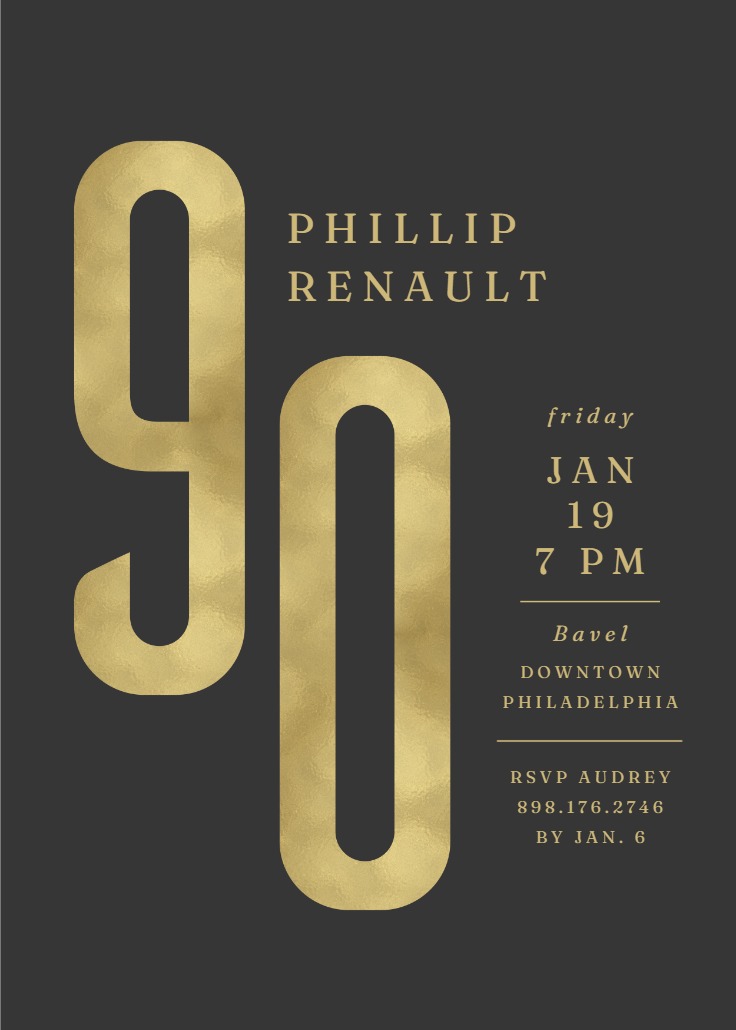 Bold Contrast 90 - Birthday Invitation Template (Free) | Greetings Island