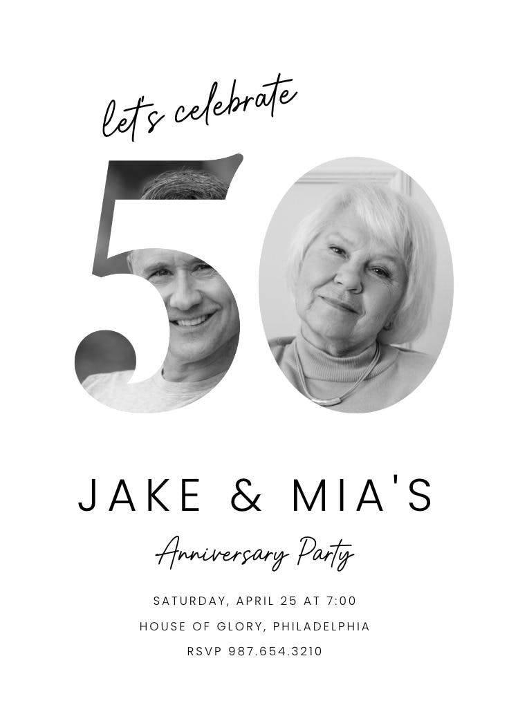 Bold Numerals 50 - Anniversary Invitation Template (Free) | Greetings ...