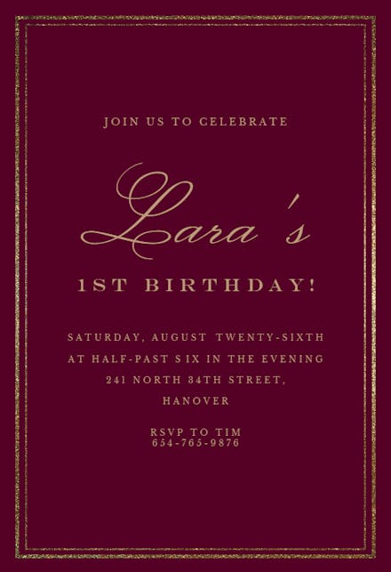 Classy 1 - Birthday Invitation Template (Free) | Greetings Island