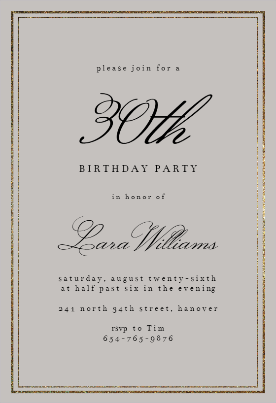 30th Birthday Invitation Templates (Free) | Greetings Island