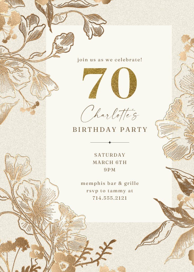 Coppery Ink 70 - Birthday Invitation Template | Greetings Island Coppery Ink 70 - Birthday Invitation Template | Greetings Island