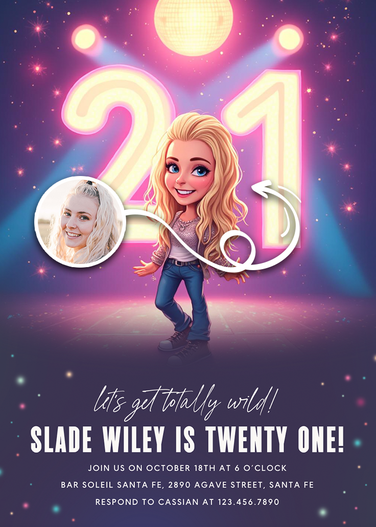 Dance Party at 21 - Birthday Invitation Template (Free) | Greetings Island