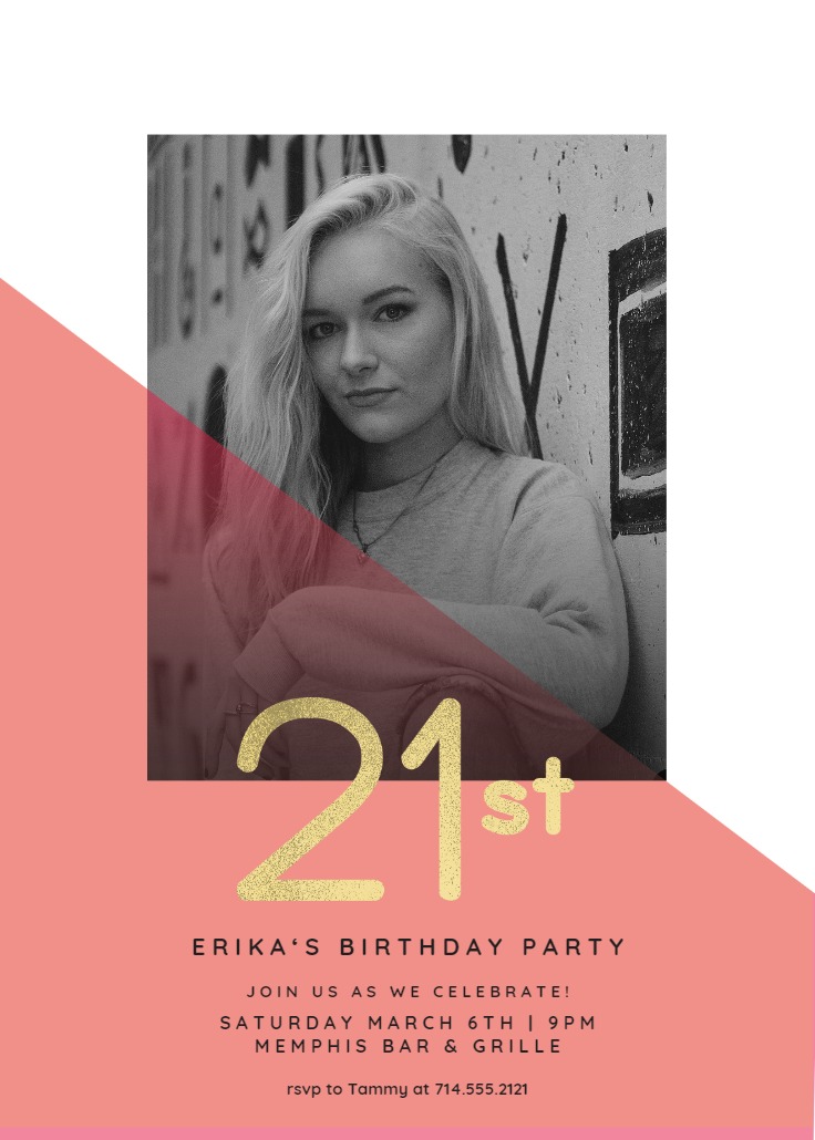Diagonal split 21 - Birthday Invitation Template (Free) | Greetings Island