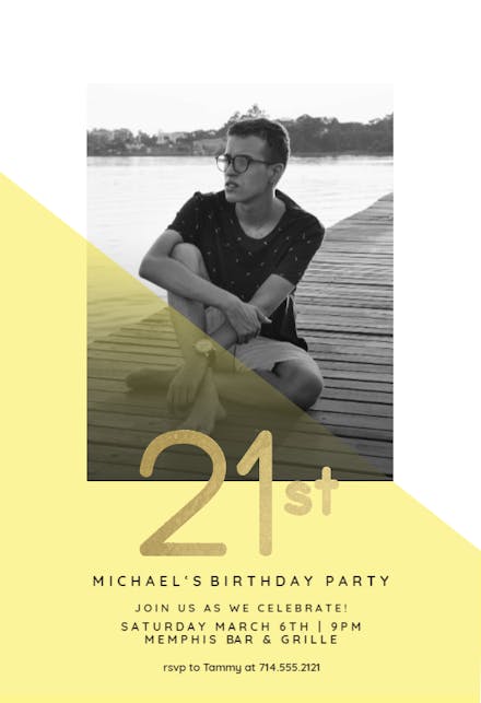 Diagonal Split 21 - Birthday Invitation Template (Free) | Greetings Island