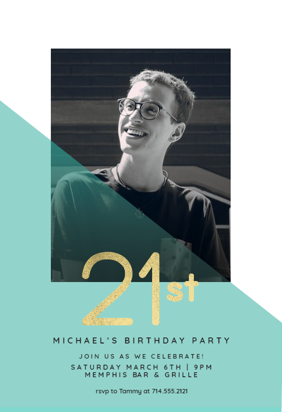 Diagonal split 21 - Birthday Invitation Template (Free) | Greetings Island