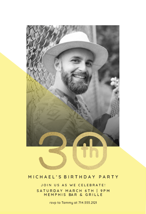 Diagonal split 30 - Birthday Invitation Template (Free) | Greetings Island