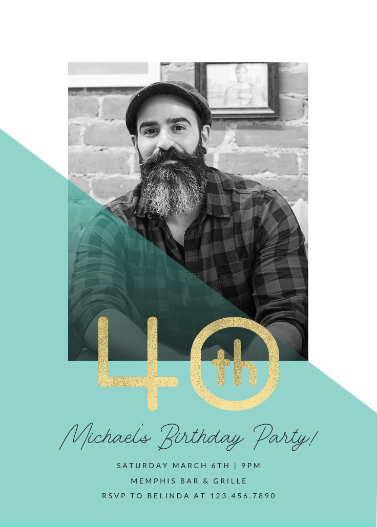 Diagonal split 40 - Birthday Invitation Template (Free) | Greetings Island