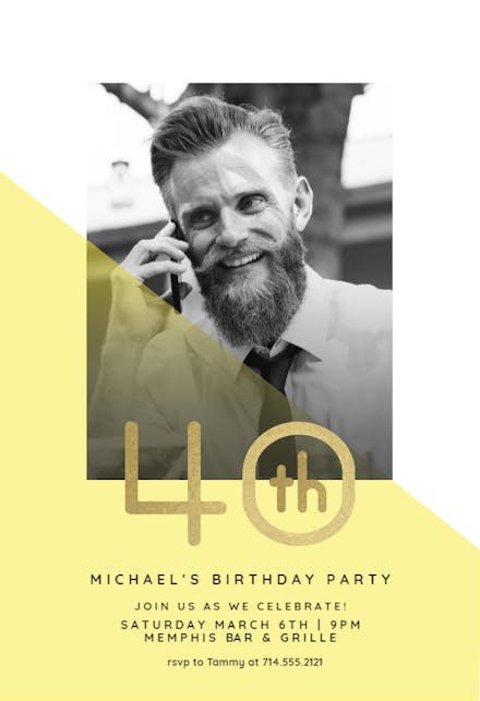 Diagonal Split 40 - Birthday Invitation Template (Free) | Greetings Island