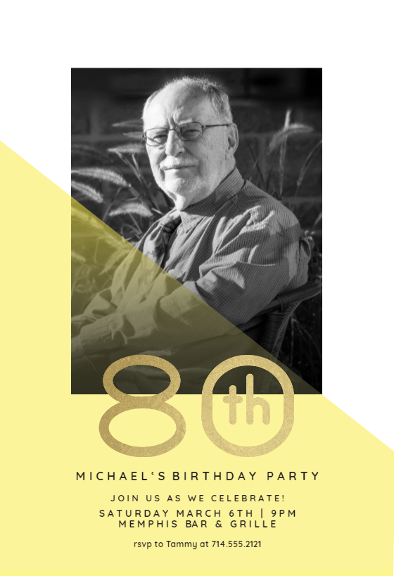 Diagonal split 80 - Birthday Invitation Template (Free) | Greetings Island