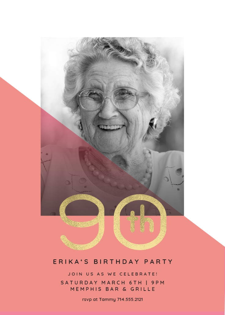 Diagonal split 90 - Birthday Invitation Template (Free) | Greetings Island