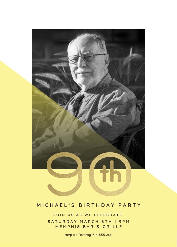 Diagonal split 90 - Birthday Invitation Template (Free) | Greetings Island