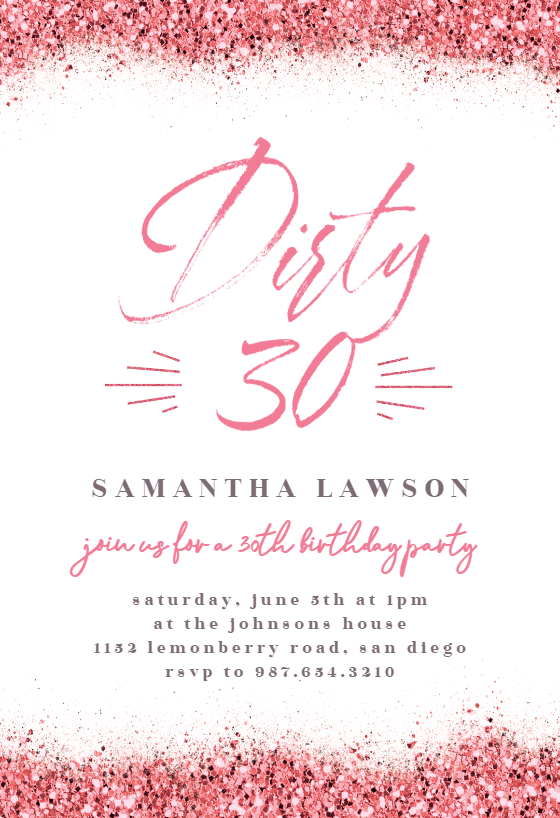 Dirty 30 - Birthday Invitation Template (Free) | Greetings Island