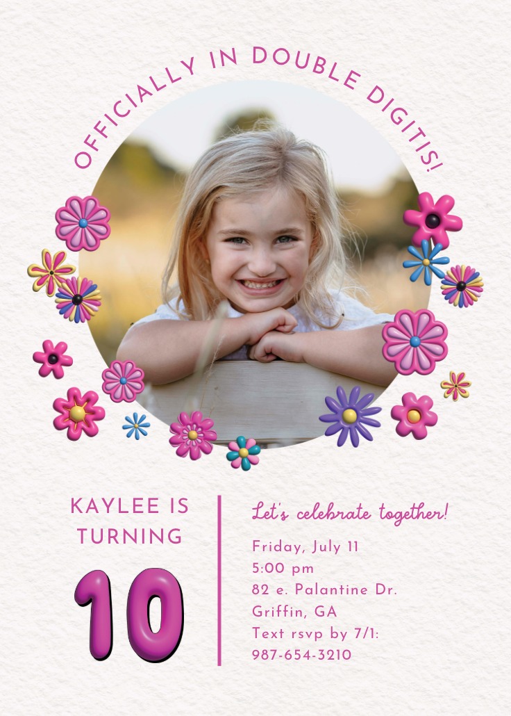 Double Digits - Birthday Invitation Template (Free) | Greetings Island
