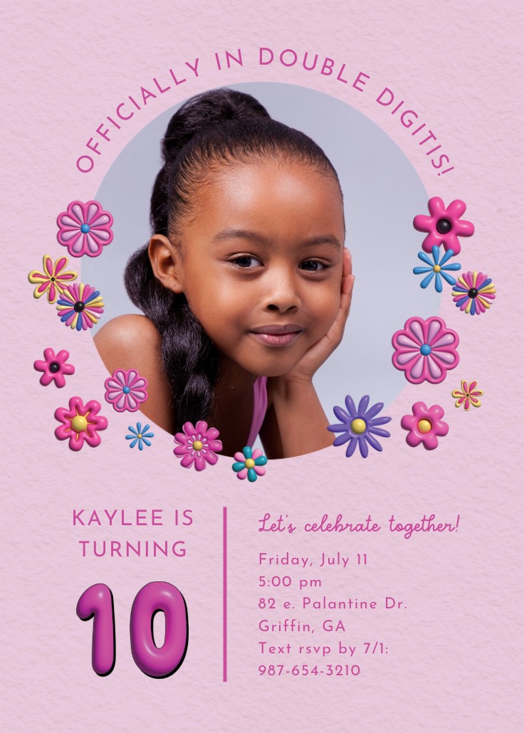 Double Digits - Birthday Invitation Template (Free) | Greetings Island