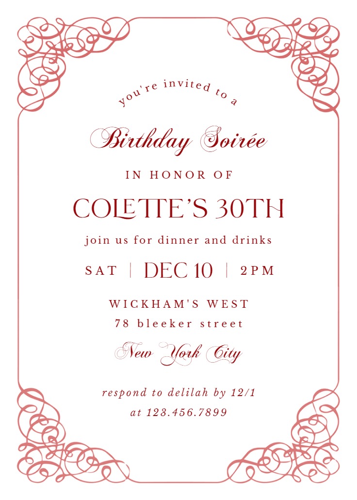 Elaborate Lines - Birthday Invitation Template (Free) | Greetings Island