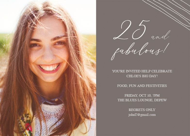 Classy 25 - Birthday Invitation Template (Free) | Greetings Island