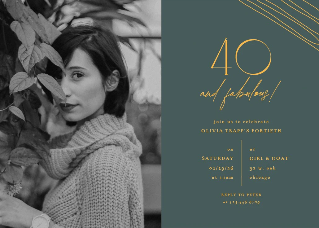 Fab 40 - Birthday Invitation Template (Free) | Greetings Island