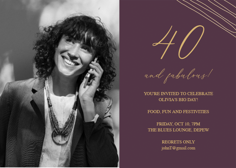 Fab 40 - Birthday Invitation Template (Free) | Greetings Island