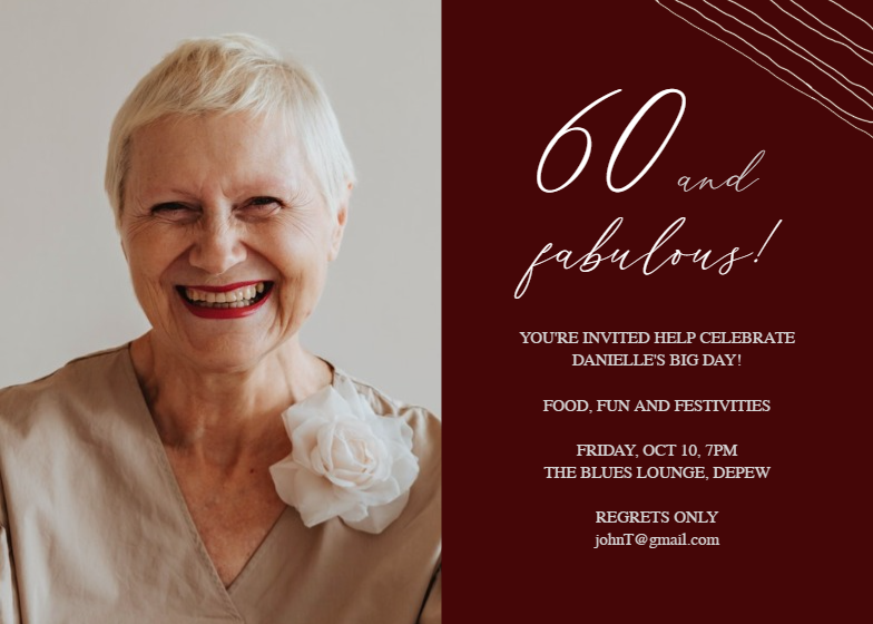 Fab 60 - Birthday Invitation Template (Free) | Greetings Island