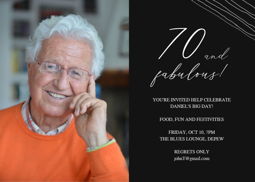 Fab 70 - Birthday Invitation Template (Free) | Greetings Island
