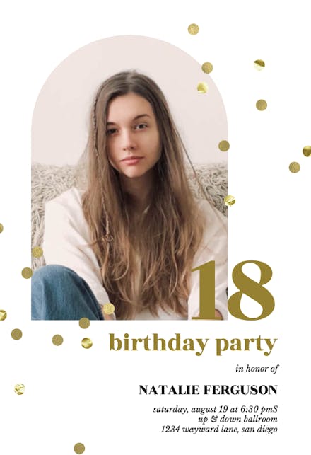 Gold Star Confetti Birthday Invitation Template Free Greetings Island