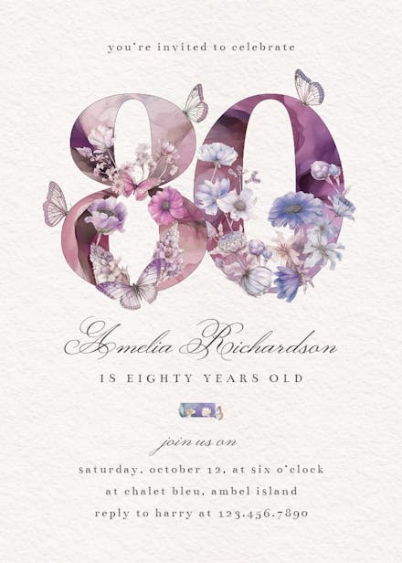 80 Years Young Birthday Invitation Template Greetings Island