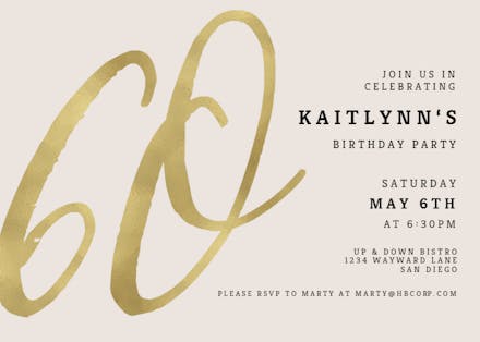 Urban 60 - Birthday Invitation Template (Free) | Greetings Island