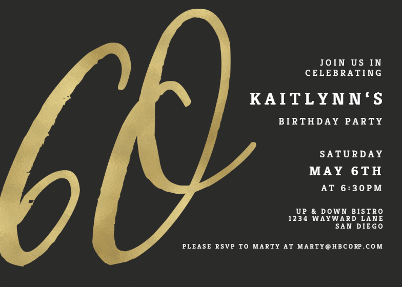 Urban 60 - Birthday Invitation Template (Free) | Greetings Island