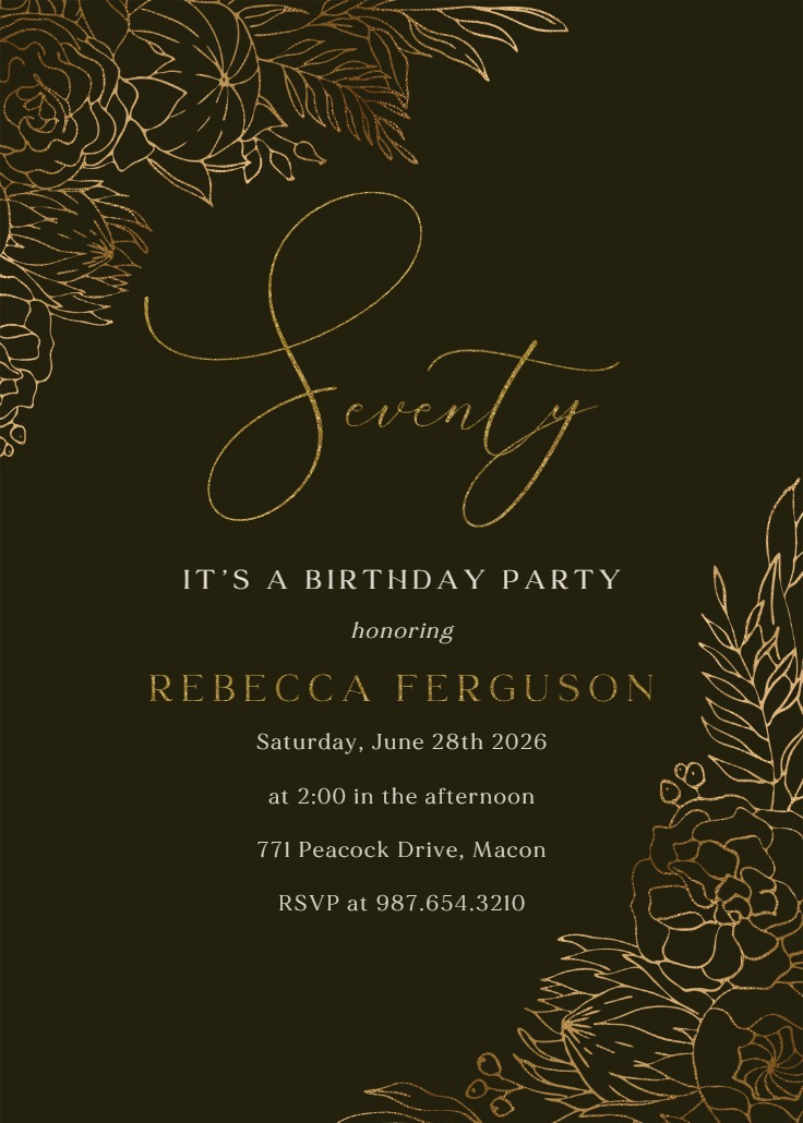 Gilded Lines - Birthday Invitation Template | Greetings Island