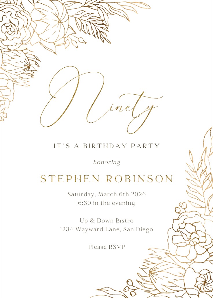 Gilded Lines - Birthday Invitation Template | Greetings Island