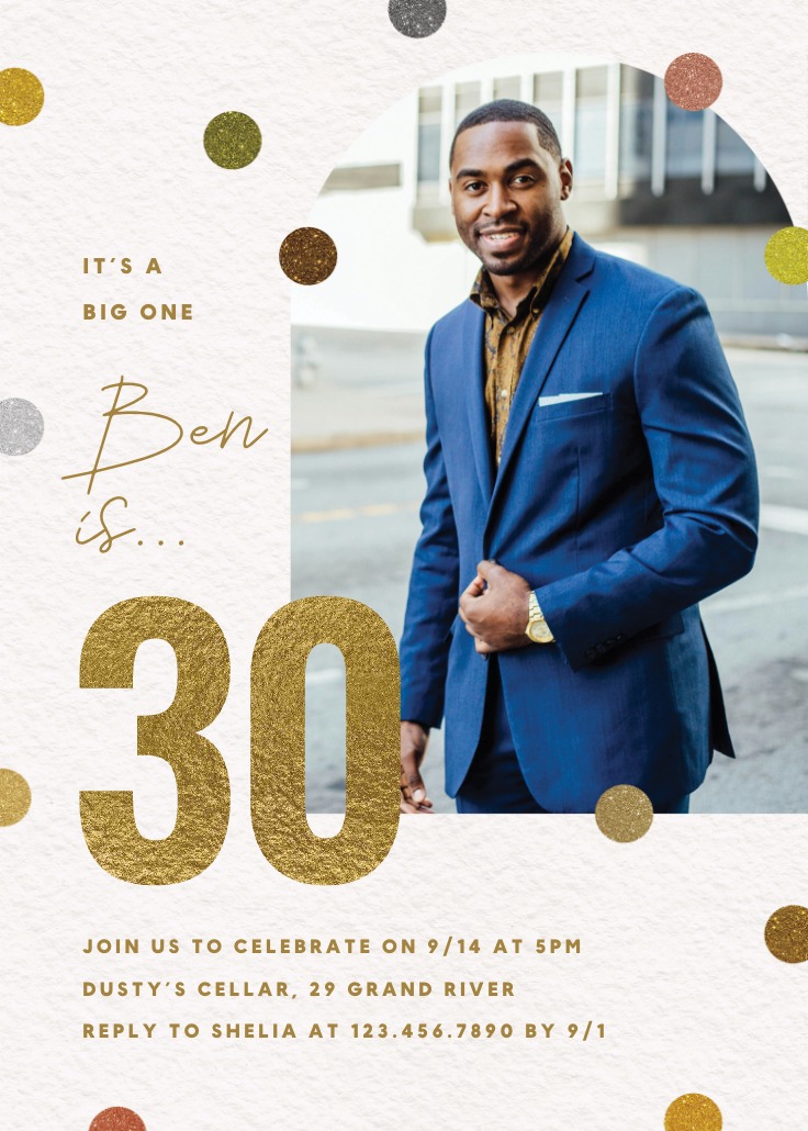 Glitter Age 30 - Birthday Invitation Template (Free) | Greetings Island