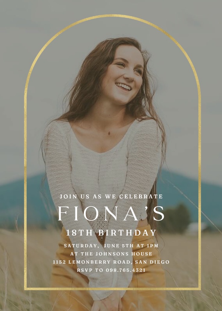 Gold arch - Birthday Invitation Template (Free) | Greetings Island