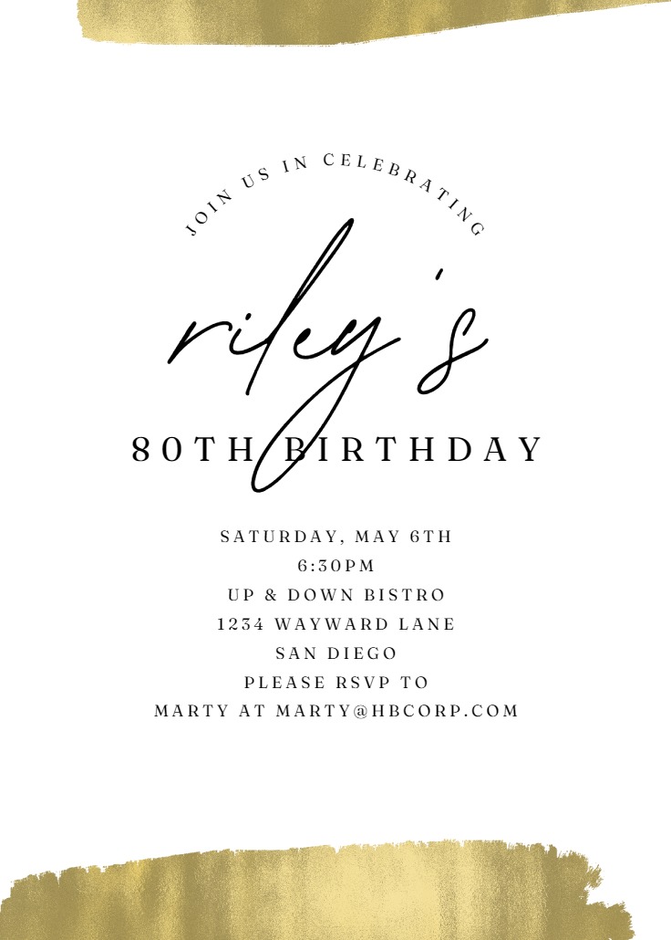 Classy 80 Birthday Invitation Template Free Greetings Island