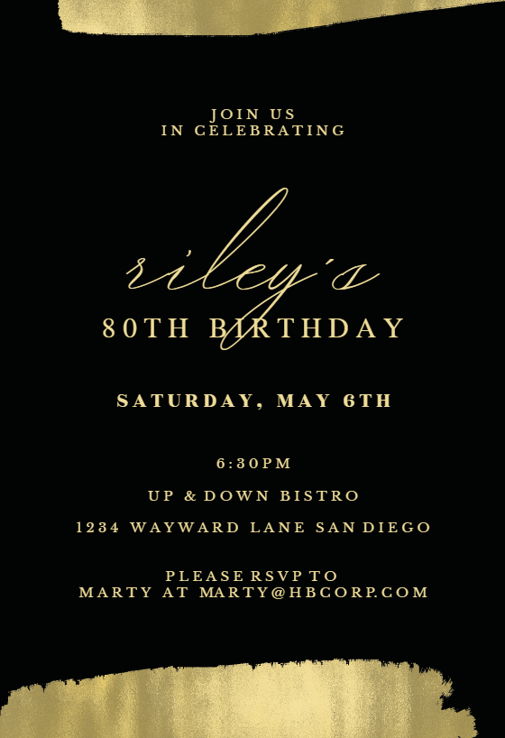 80th Golden Birthday Birthday Invitation Template Free Greetings
