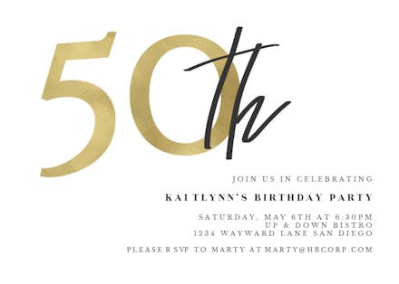 Urban 50 - Birthday Invitation Template (Free) | Greetings Island
