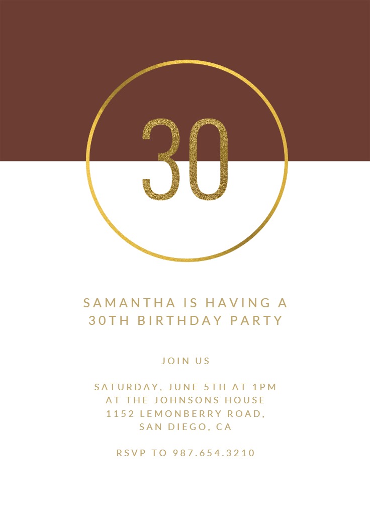 Golden Ring 30 - Birthday Invitation Template (Free) | Greetings Island