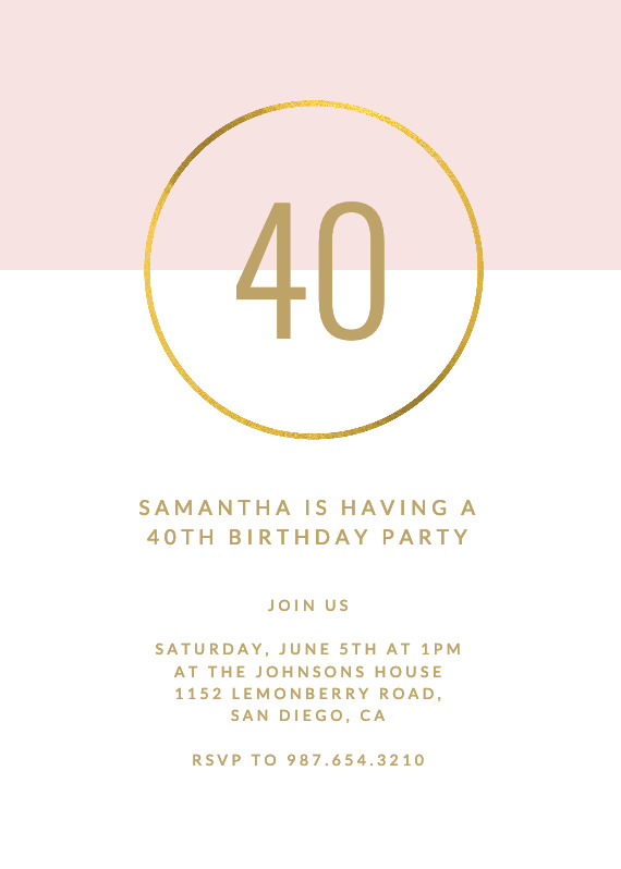 Golden Ring 40 - Birthday Invitation Template (Free) | Greetings Island