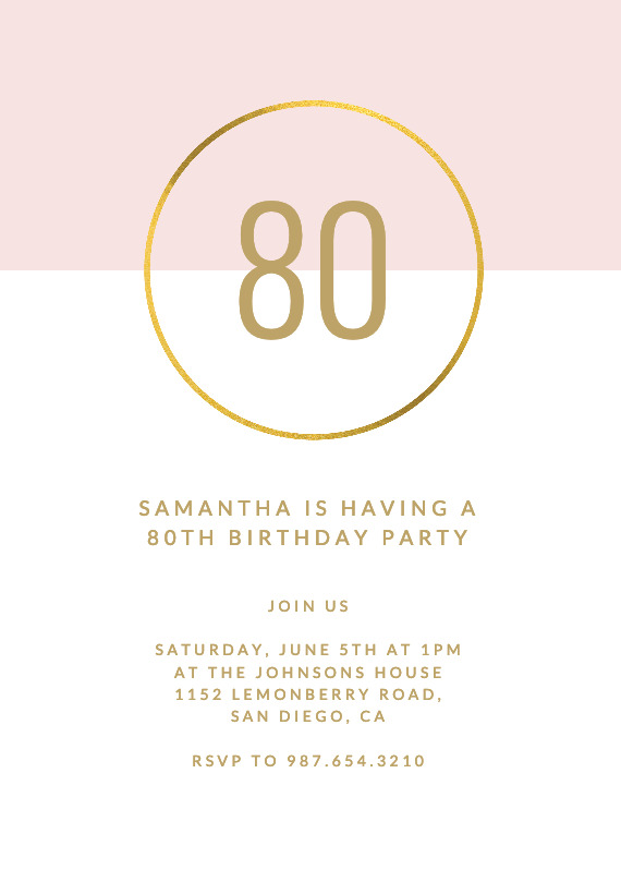 Elegant 80 Birthday Invitation Template Free Greetings Island