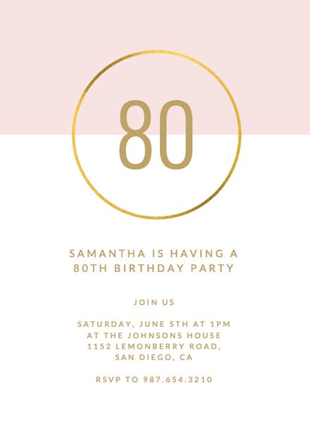 80th Birthday Invitation Templates Free Greetings Island