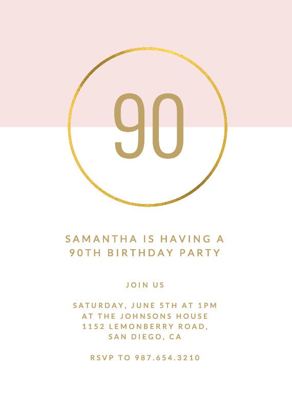 Golden Ring 90 - Birthday Invitation Template (Free) | Greetings Island